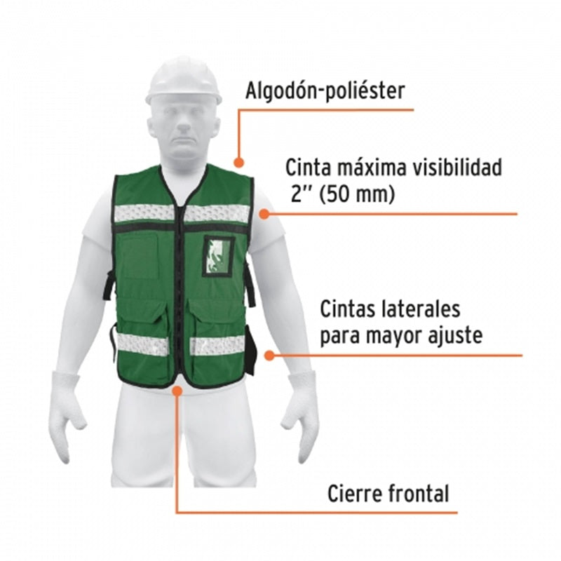 Chaleco Brigadista Verde Chs-900V: Equipo de Seguridad Truper – FerreFlex