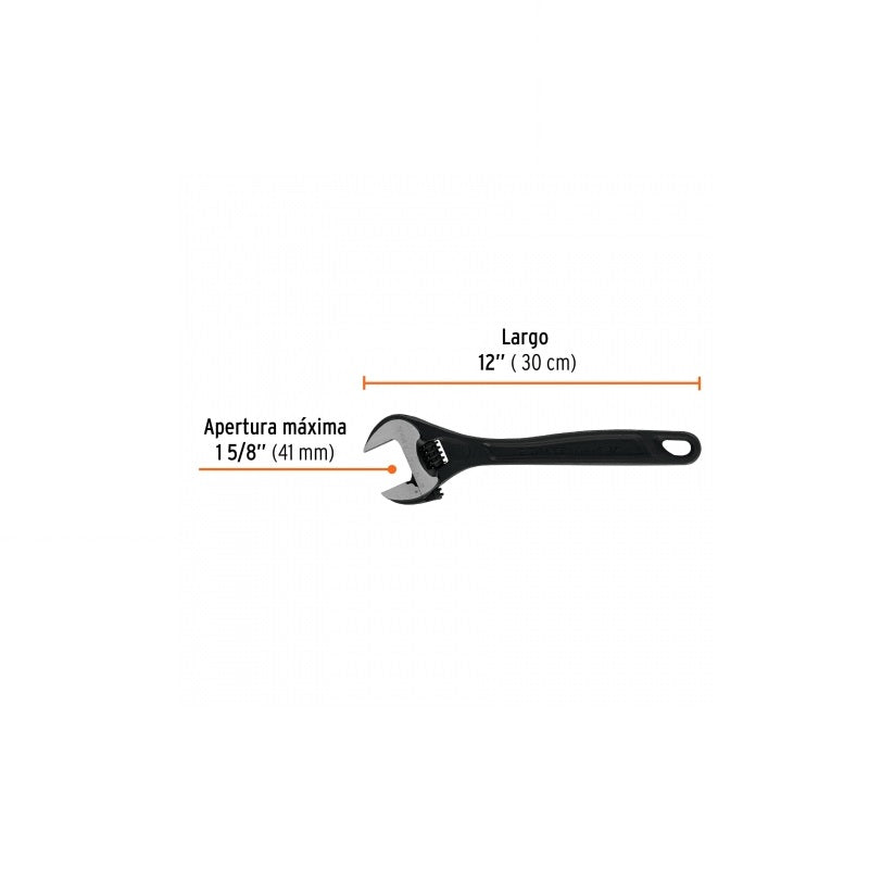 Llave Perica Negra 12" Pet-12 Truper: Resistente y Duradera – FerreFlex