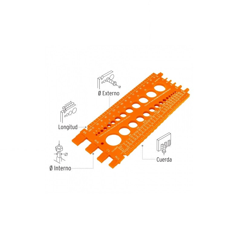 Regla calibradora para tuercas y tornillos - Regla-22 Truper – FerreFlex